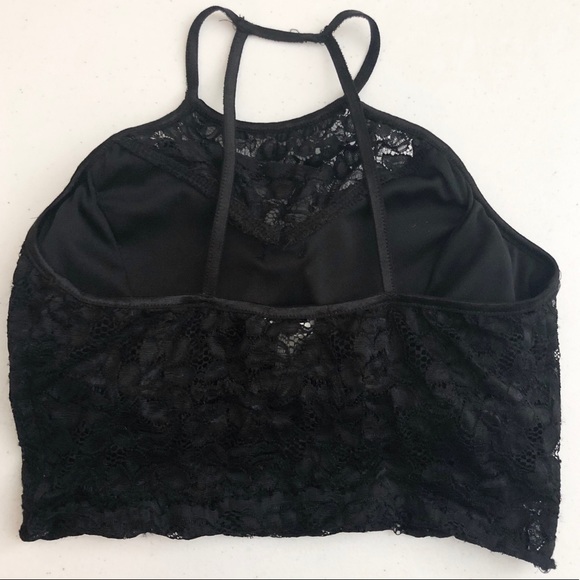 Bozzolo | Tops | Padded Black Lace Halter Crop Top | Poshmark